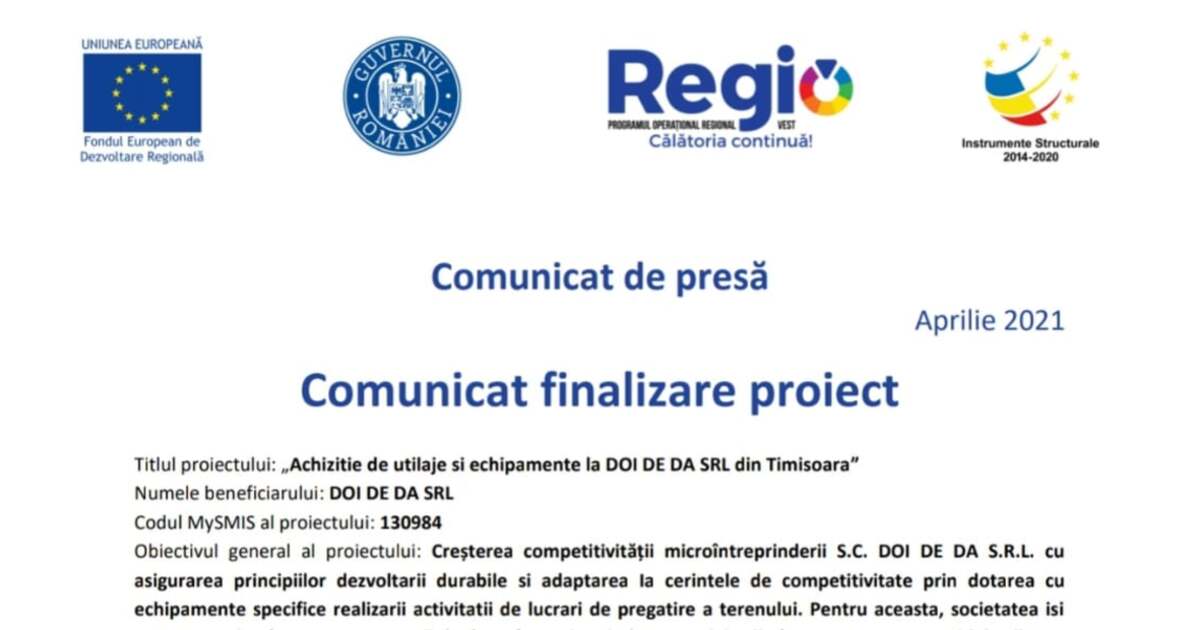 Comunicat finalizare proiect - Tion