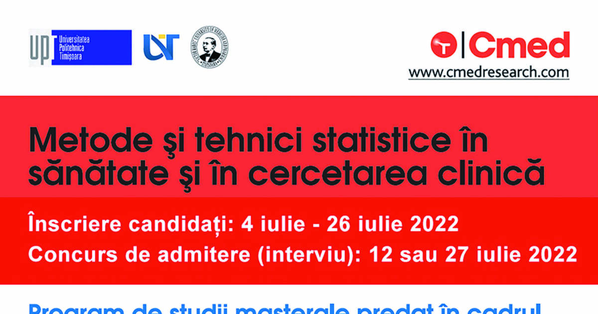 Studii masterale: metode și tehnici statistice în sănătate și cercetare ...