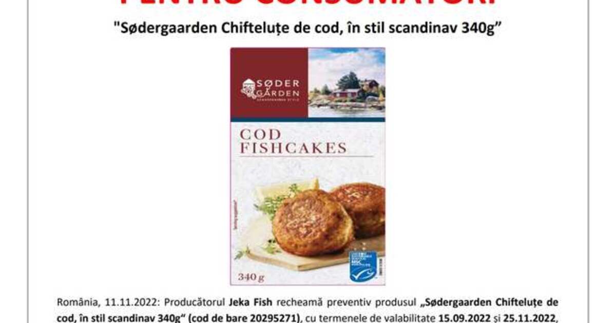 Chifteluţe de cod contaminate cu o bacterie, retrase din magazinele ...