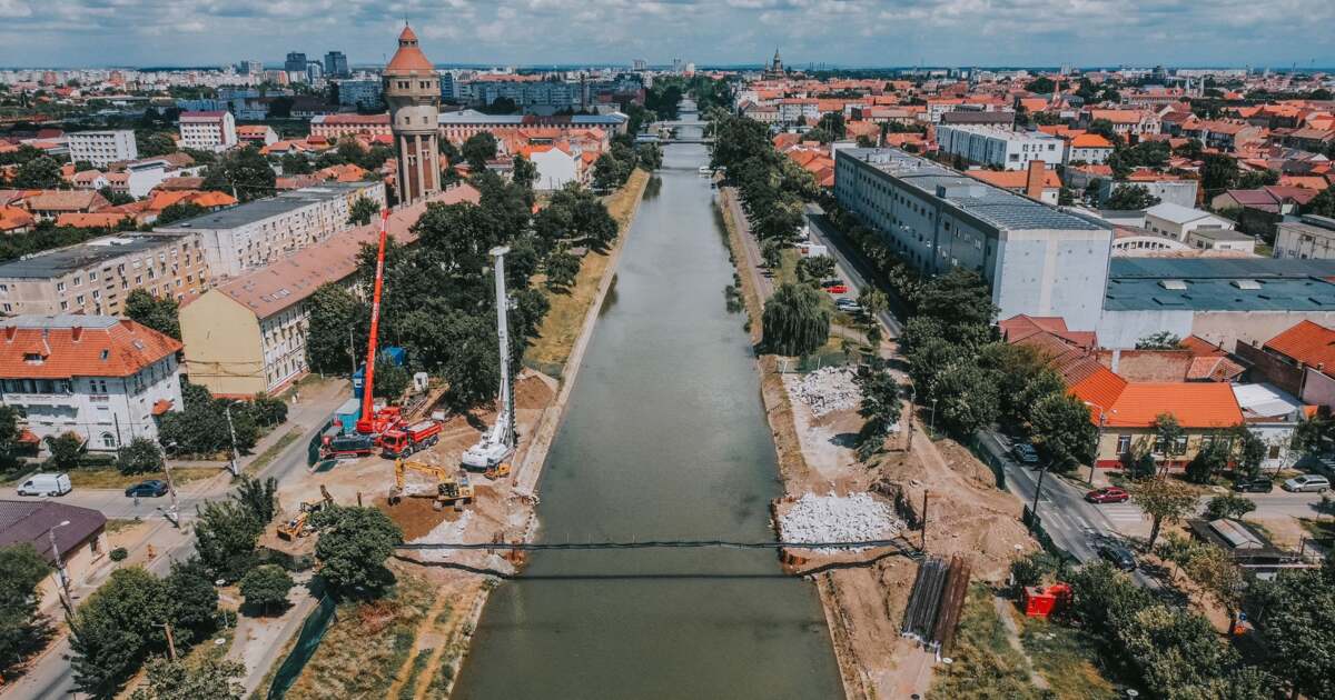 FOTO. A început construcția noii pasarele Gelu-Crizantemelor ...