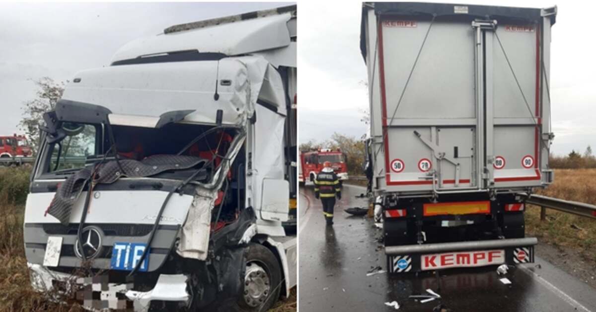 FOTO. Accident cu o victimă după ce două tiruri s-au ciocnit, în ...