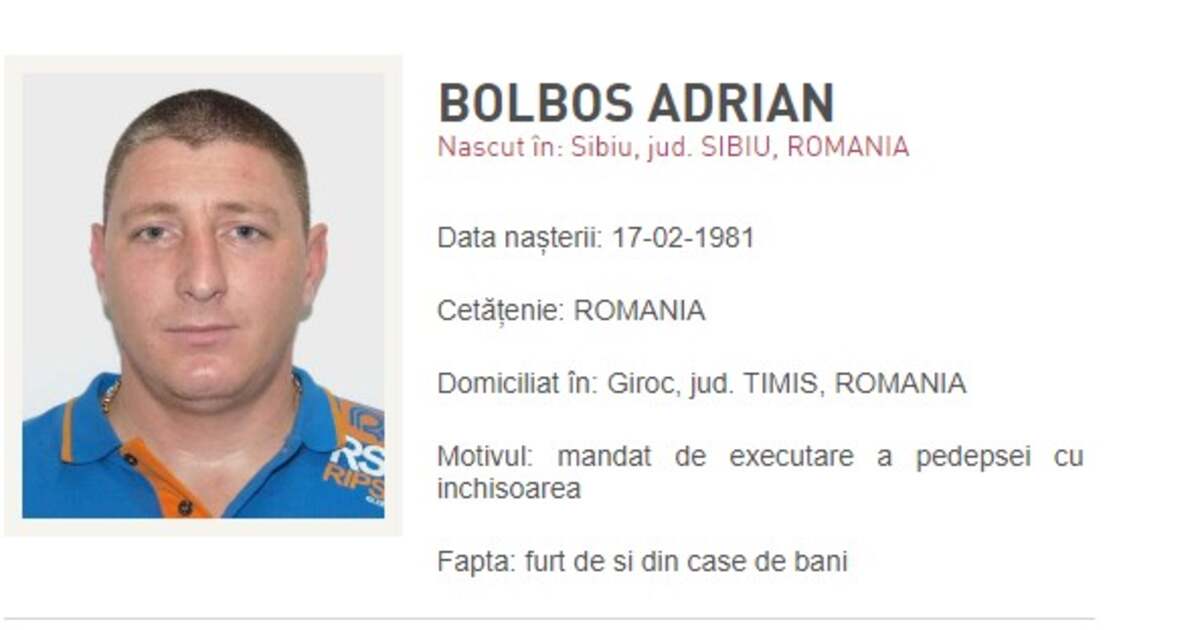 Infractor periculos, aflat pe lista Most Wanted a Poliției Române ...