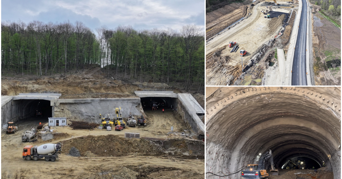 FOTO. Zeci de metri forați pentru primul tunel de pe viitorul sector de autostradă Margina ...