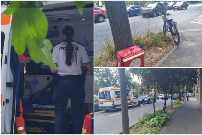 FOTO. Un livrator a ajuns la spital după ce a intrat cu bicicleta într ...