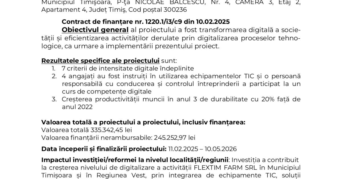 Comunicat de presă de finalizare „PNRR: Fonduri pentru România modernă ...