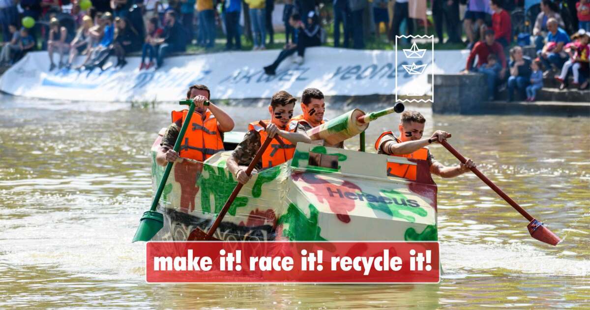 Bătălie pe Bega cu ambarcațiuni din carton și materiale reciclate. Make ...